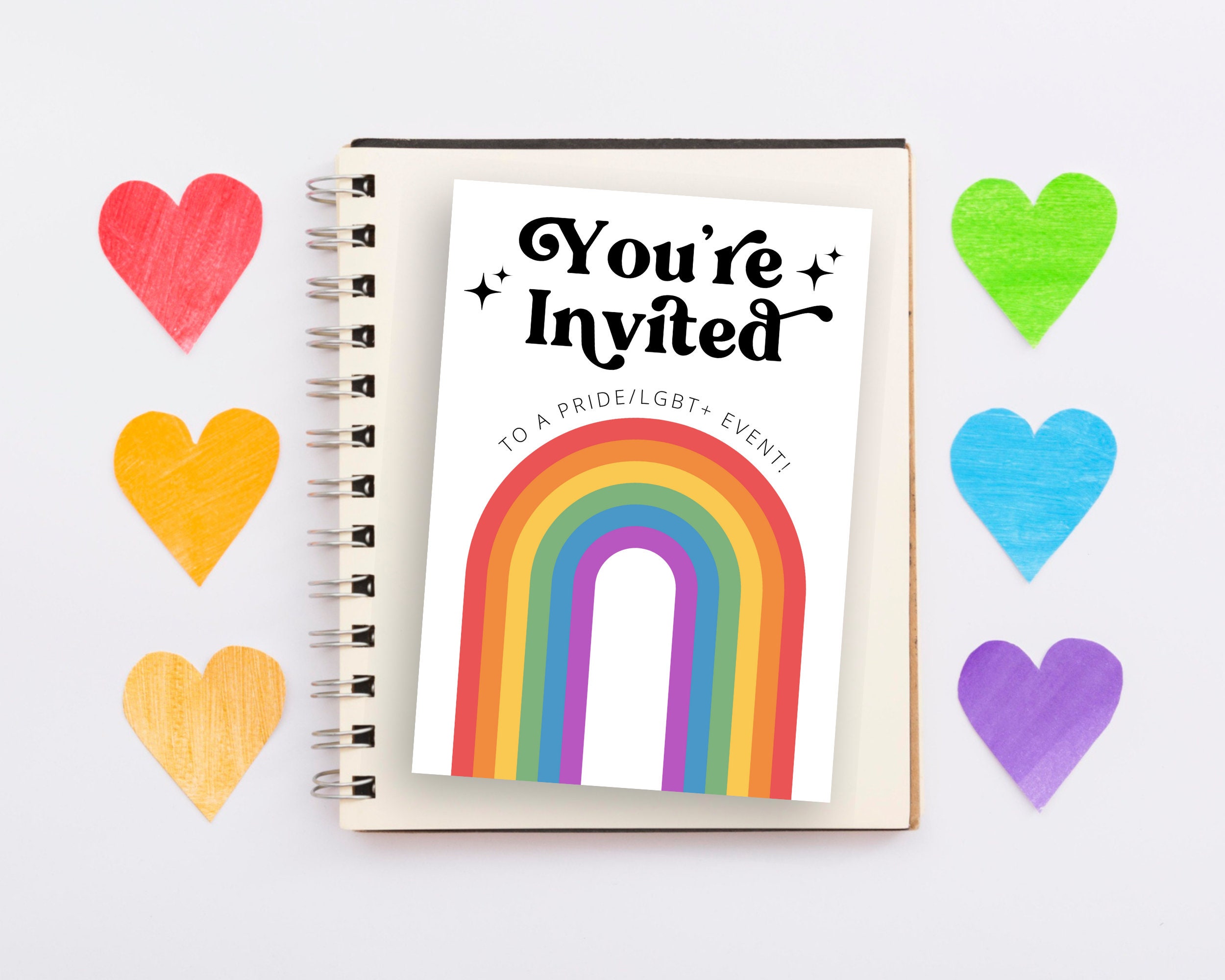 Retro Pride Invitation, Rainbow Pride Month Party Invitation Template ...