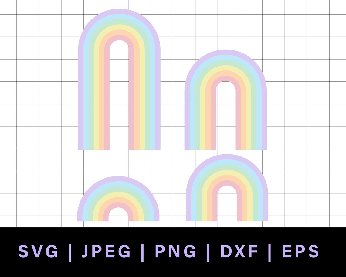 Pastel Rainbow Png, Retro Rainbow Svg for Rainbow Cake Topper, Pastel ...