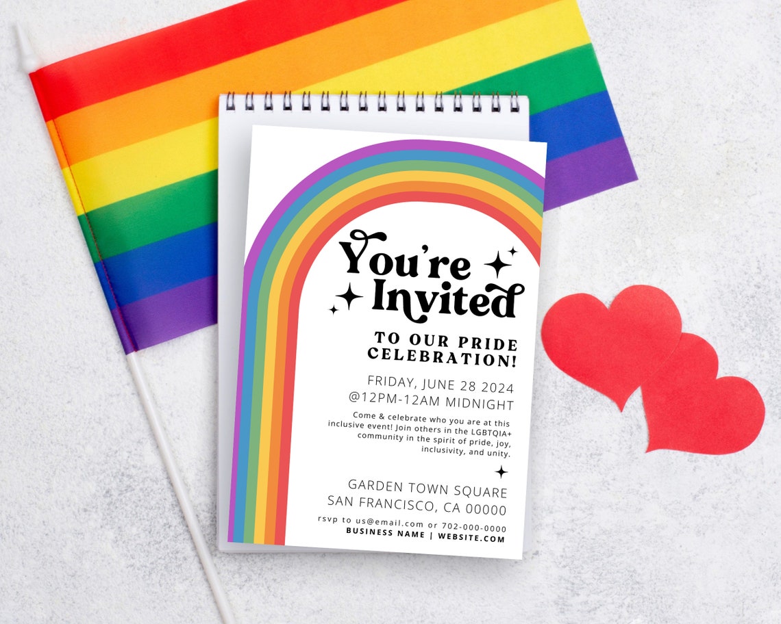 Retro Pride Digital Event Invitation, Rainbow Pride Month Party ...
