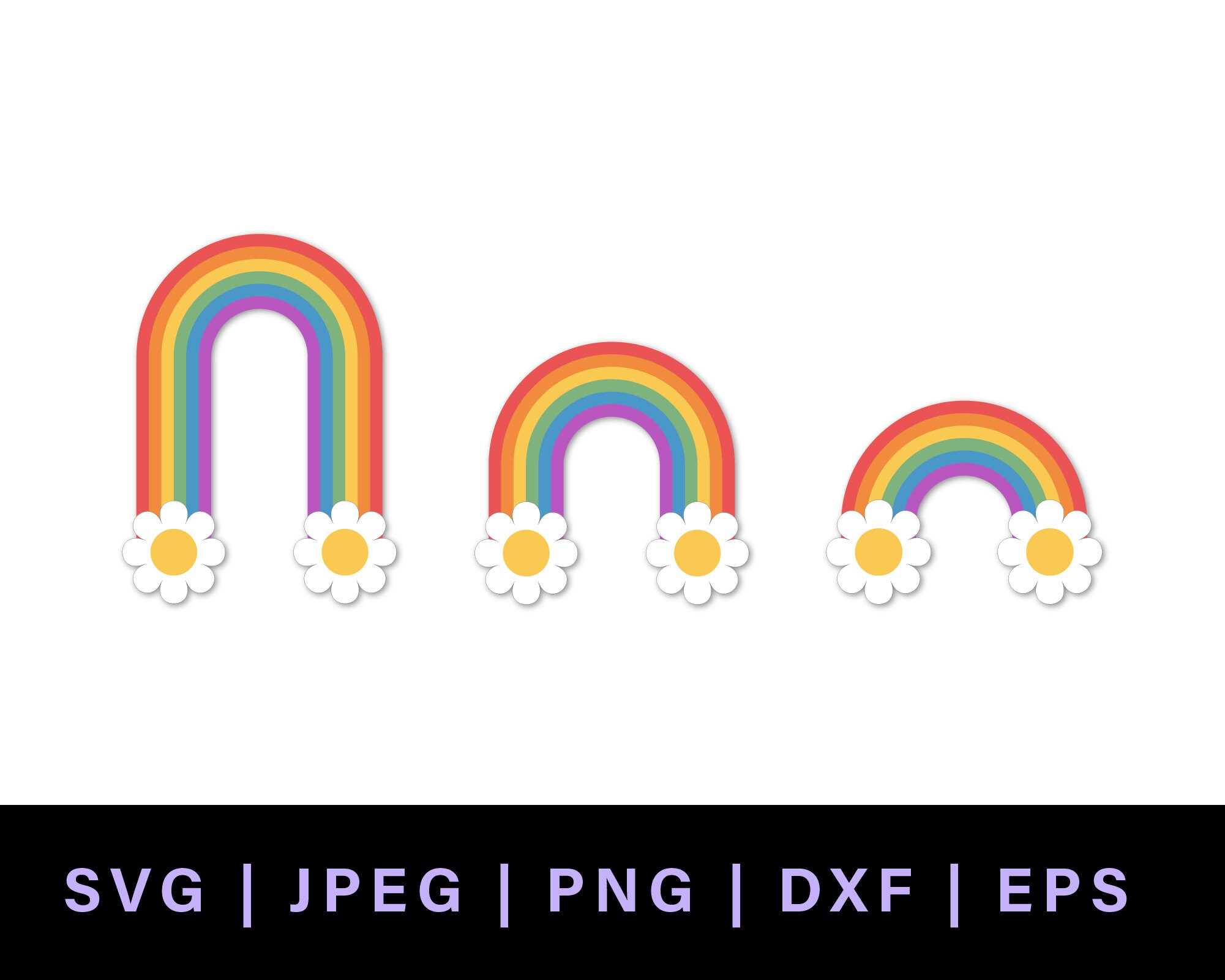 Daisy Rainbow Svg Hippie Rainbow With Daisy Svg Retro - Etsy