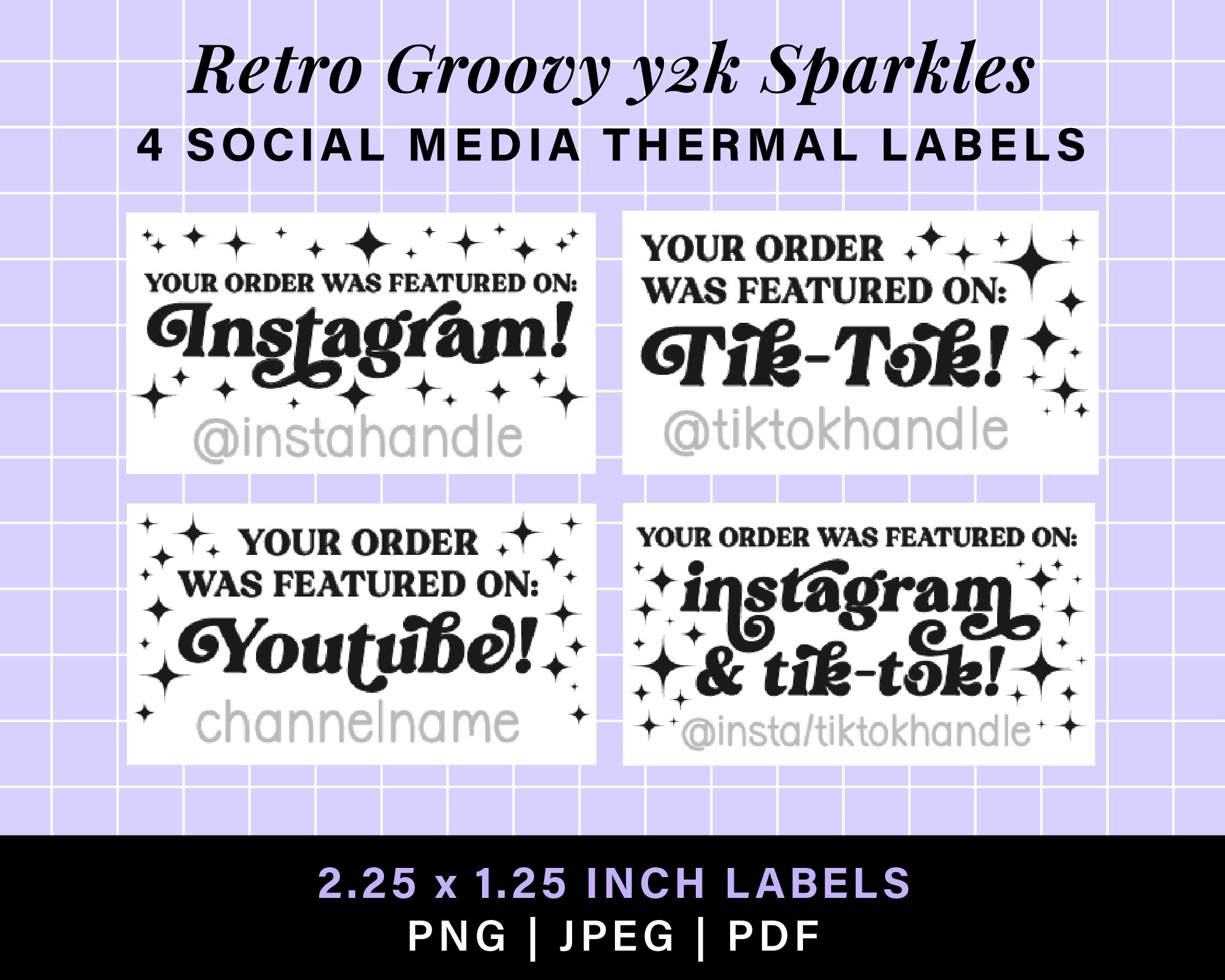 Retro Y2k Sparkles Social Media Order Thermal Labels Cute, Munbyn Rollo ...