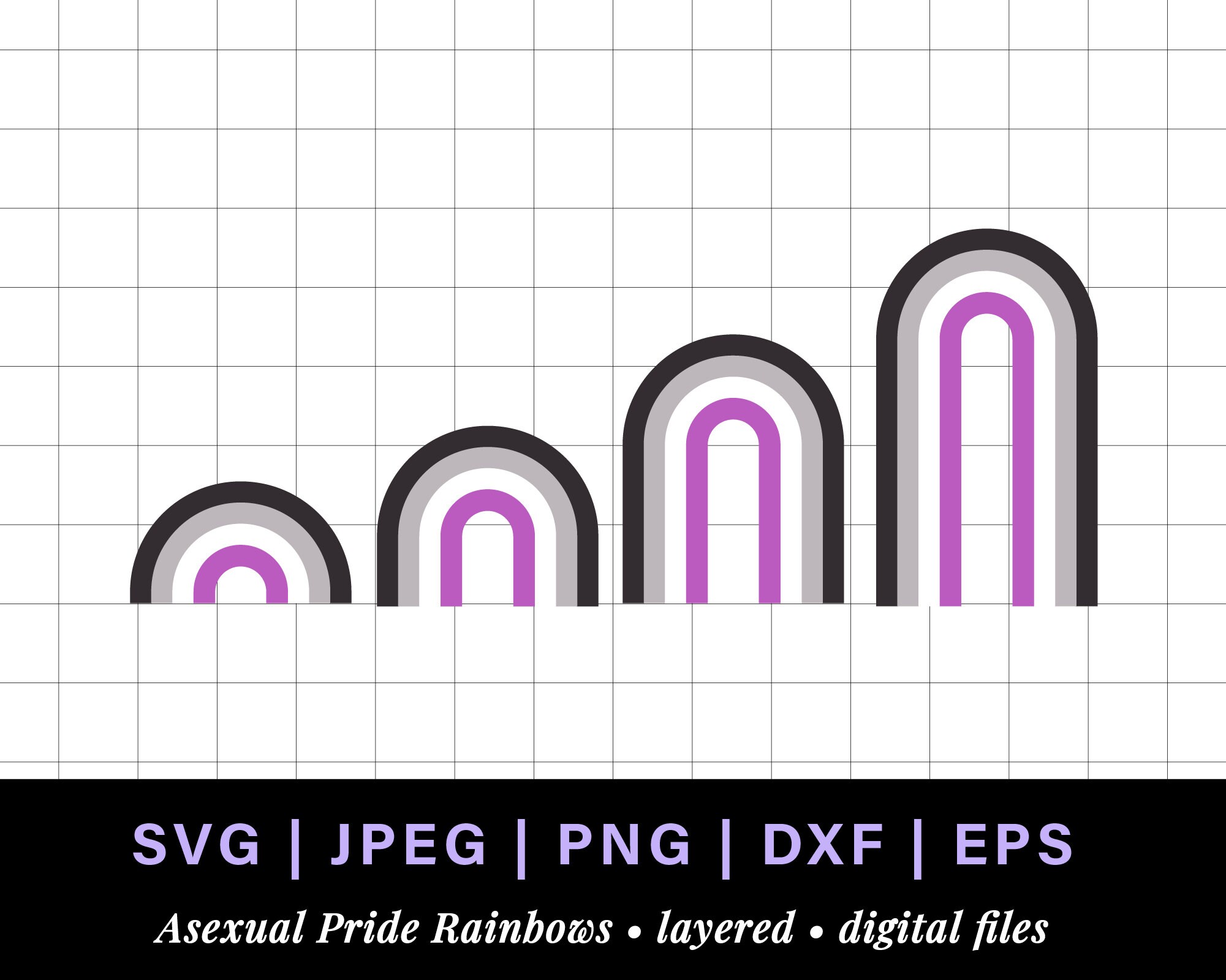 Asexual Pride Rainbow Lgbt Png, Long Tall Pride Rainbow Svg for Asexual ...