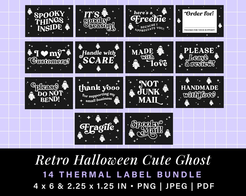 Cute Ghost Retro Halloween Thermal Label Stickers, Rollo Munbyn Printer ...
