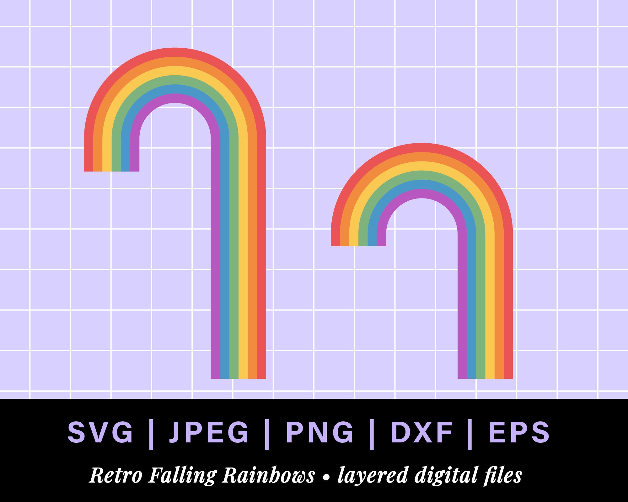 Falling Rainbow Png, Falling Rainbow Svg for Rainbow Cake Topper, Long ...