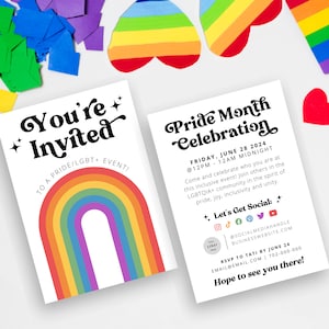 Retro Pride Invitation, Rainbow Pride Month Party Invitation Template ...