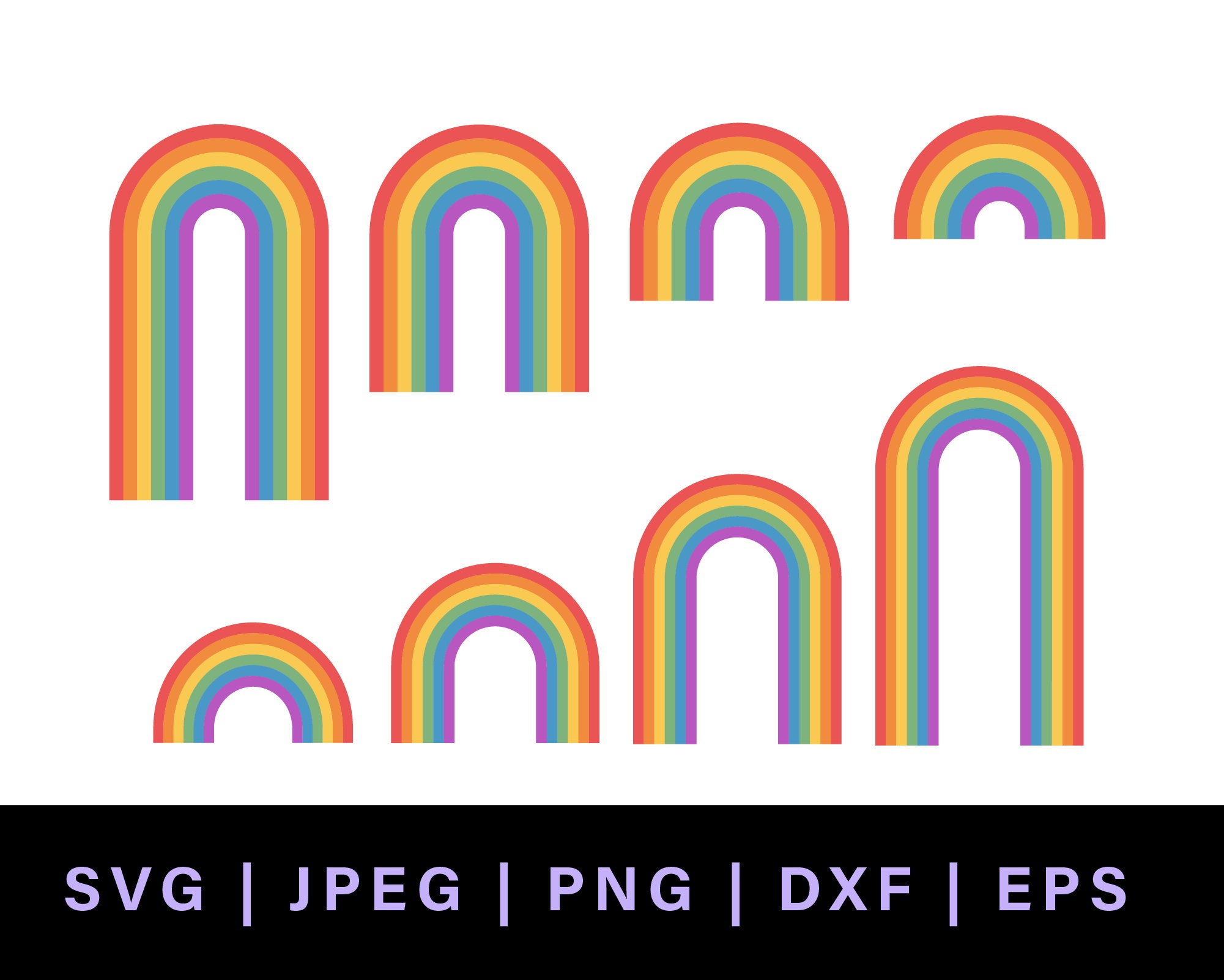 Retro Rainbow Svg, Layered Rainbow Svg, Vintage Rainbow Laser File ...