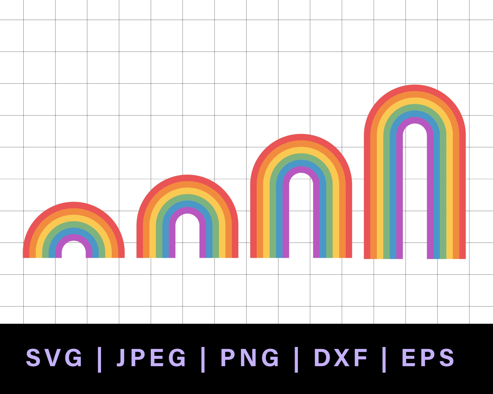 Retro Rainbow Svg, Layered Rainbow Svg Jpg for Rainbow Cake Topper ...