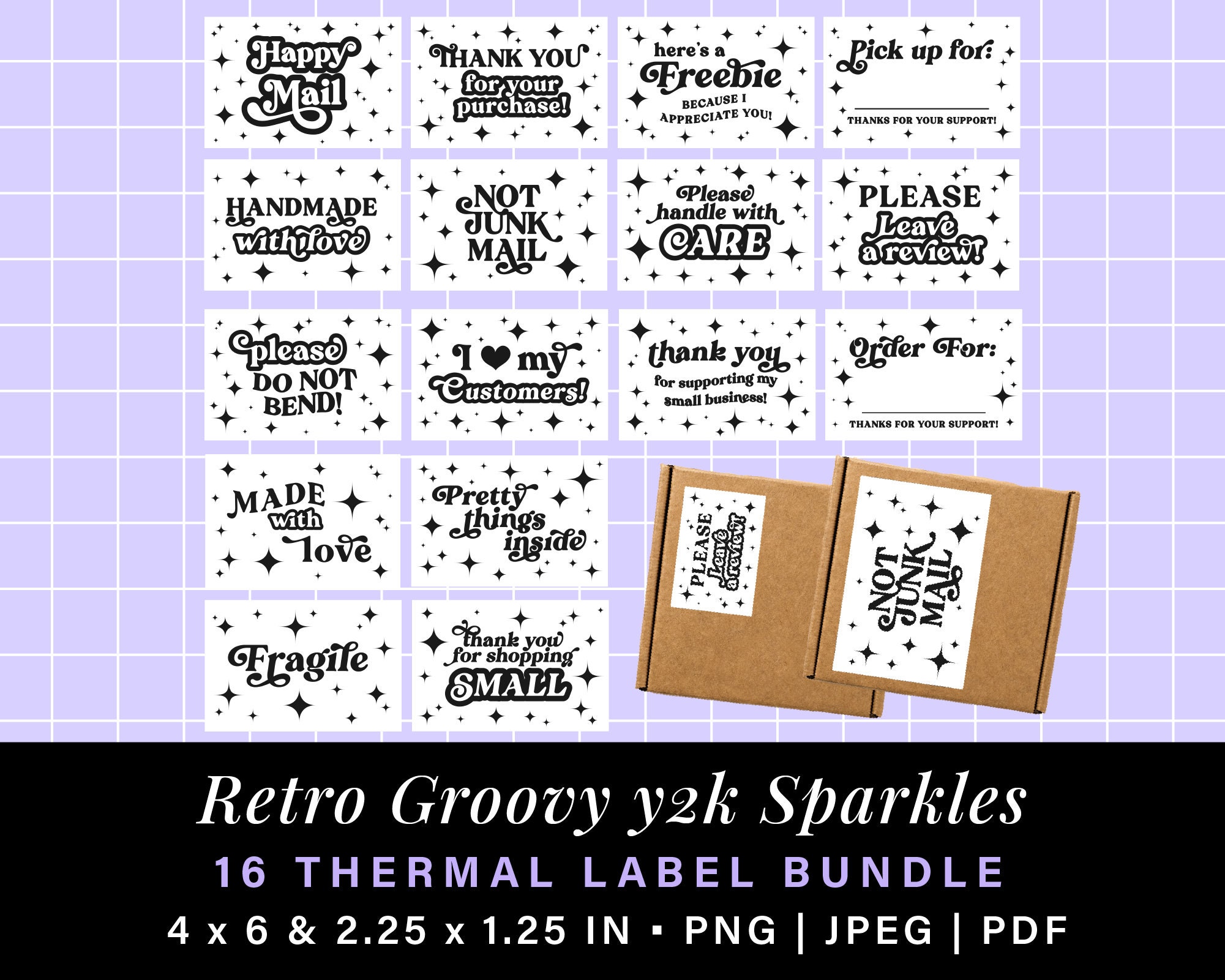 Retro Y2k Sparkles Cute Thermal Labels Bundle, Munbyn Rollo Printer ...