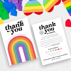 Rainbow Pride Thank You Card Canva, Lgbt Small Business Thank You Card ...