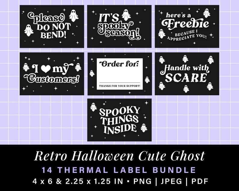 Cute Ghost Retro Halloween Thermal Label Stickers, Rollo Munbyn Printer ...