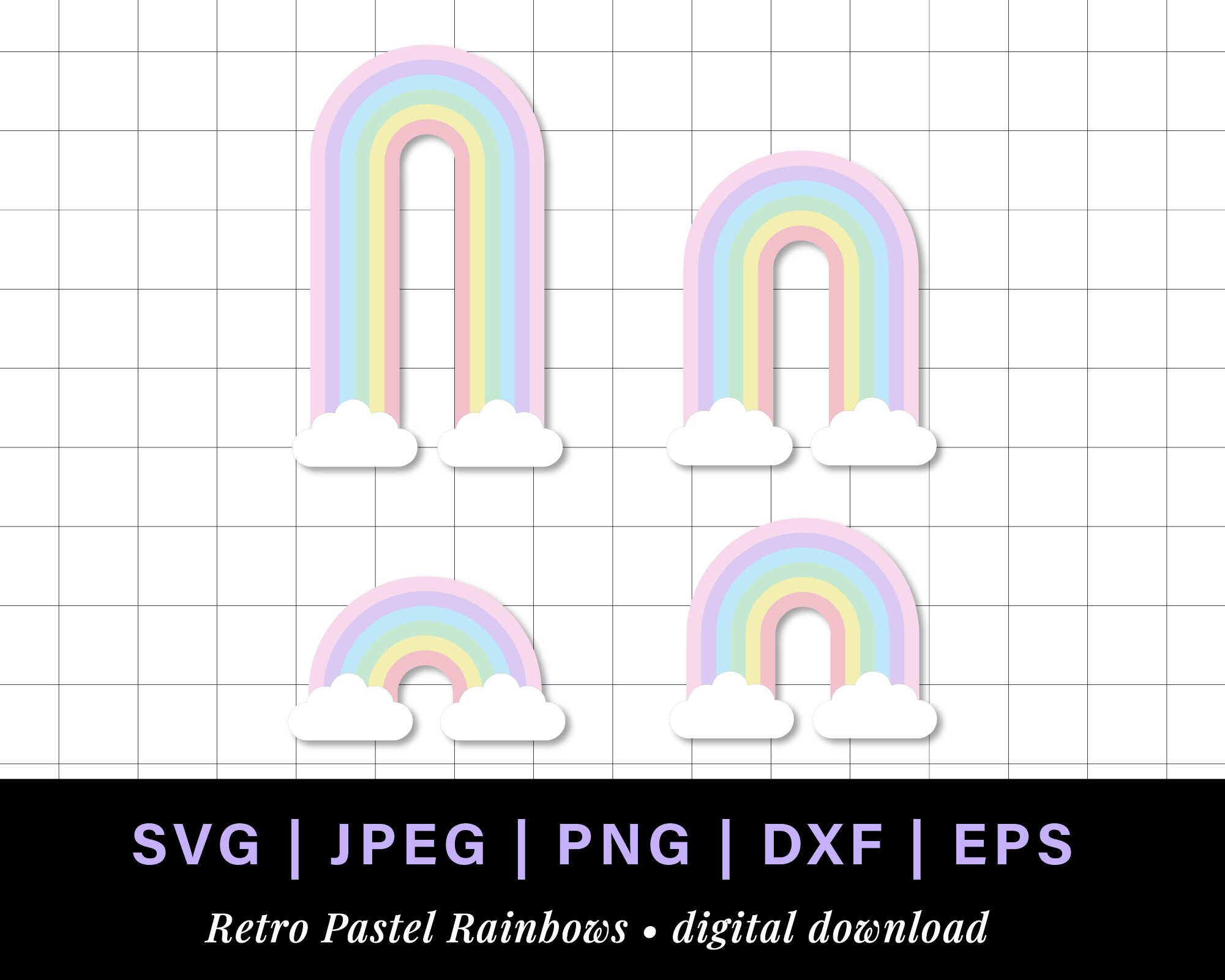 Pastel rainbow png, pastel rainbow svg for retro rainbow cake topper ...