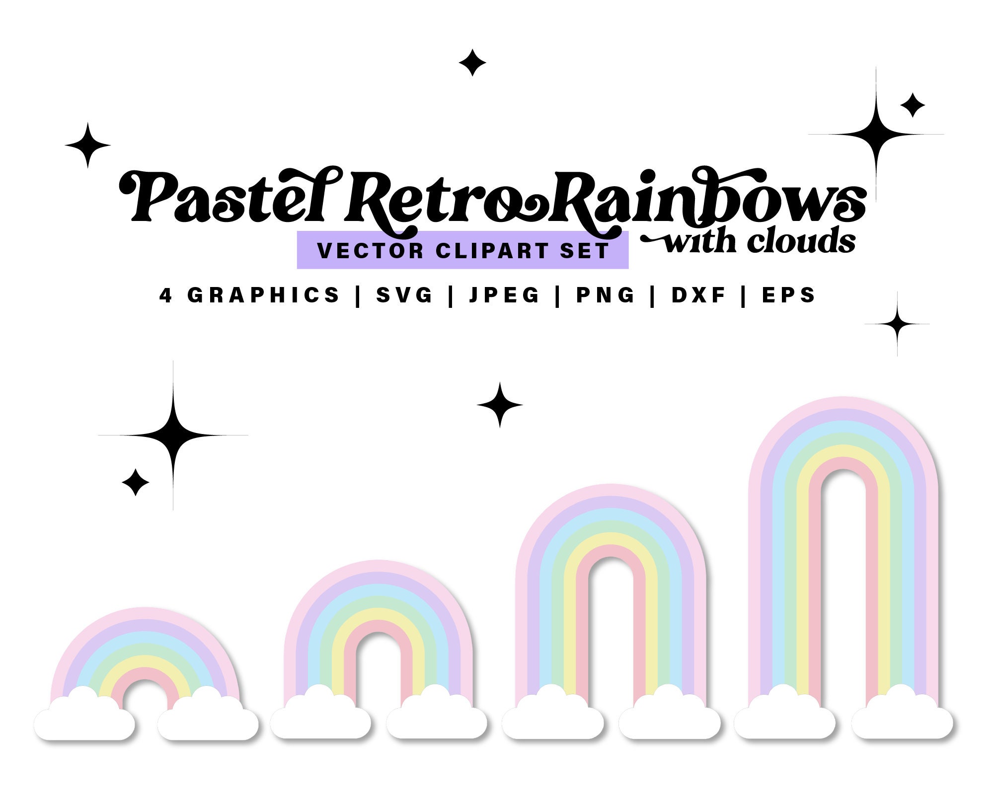 Pastel Rainbow Png, Pastel Rainbow Svg for Retro Rainbow Cake Topper ...