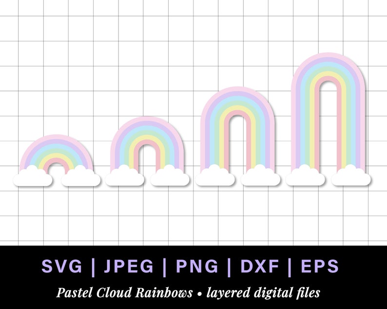 Pastel Rainbow Png, Pastel Rainbow Svg for Retro Rainbow Cake Topper ...
