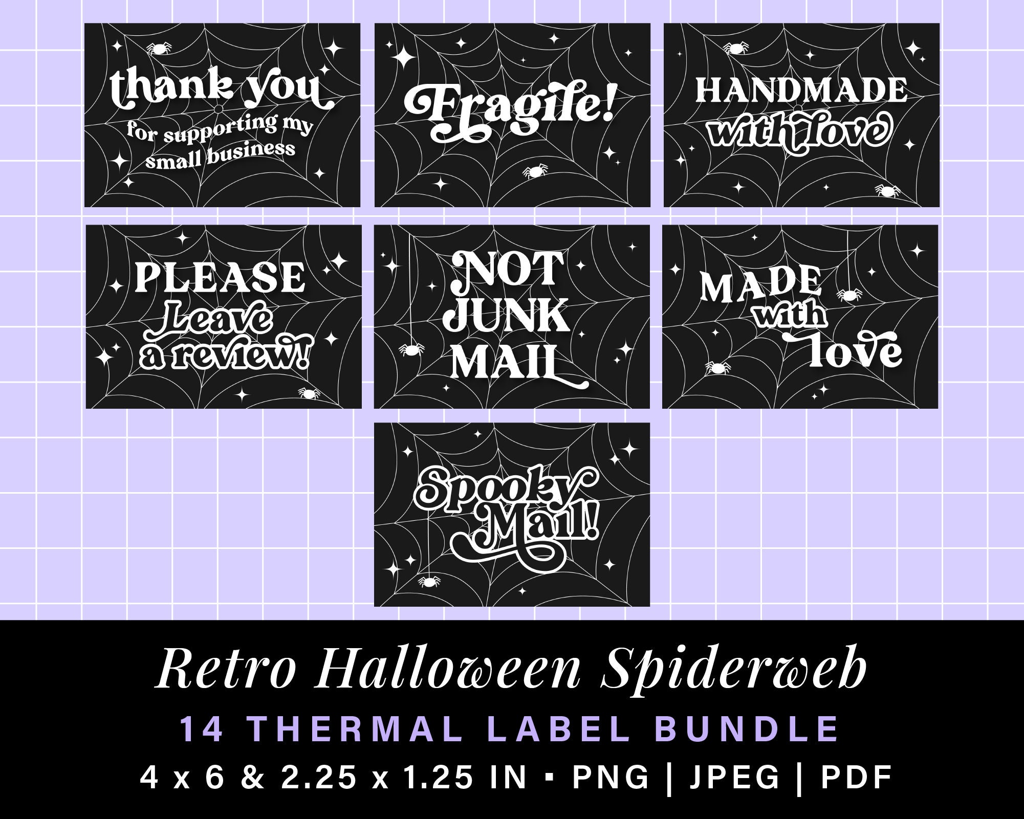 Spider Web Retro Halloween Thermal Label Stickers, Rollo Munbyn Printer ...