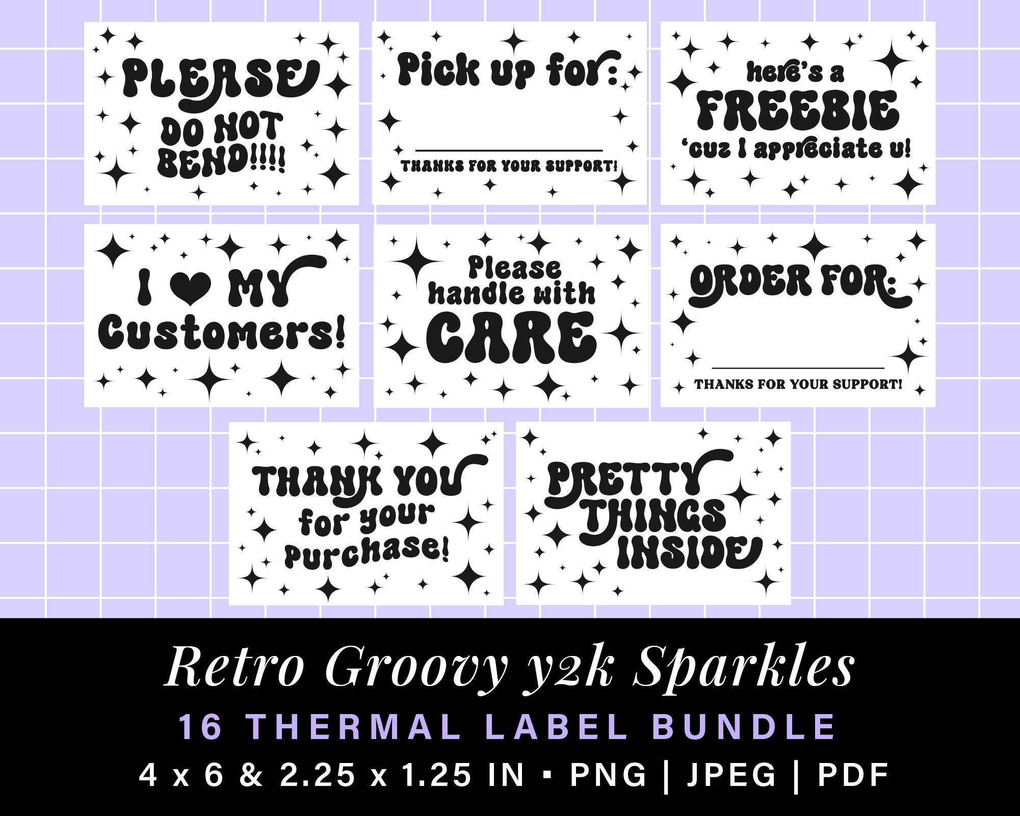 Retro Y2k Sparkle Thermal Labels Bundle, Munbyn Rollo Printer Thank You ...