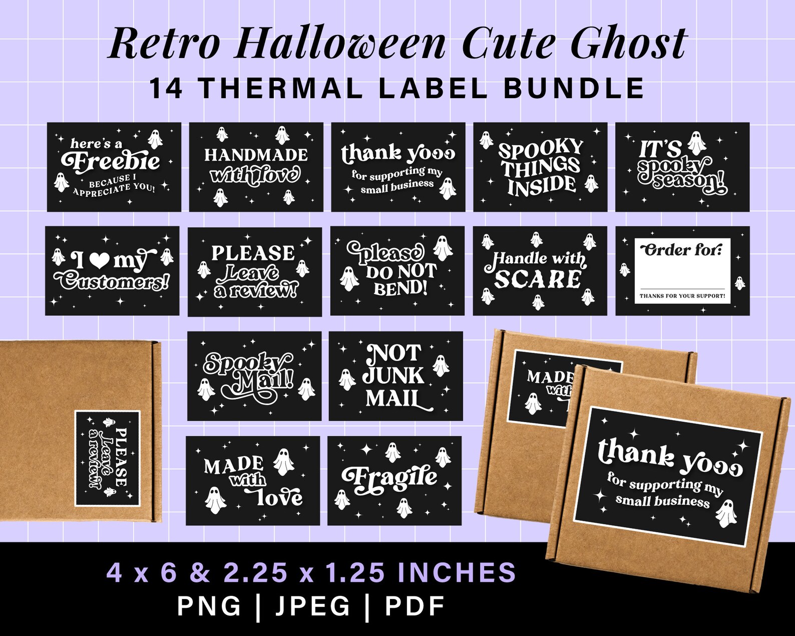 Cute Ghost Retro Halloween Thermal Label Stickers, Rollo Munbyn Printer ...