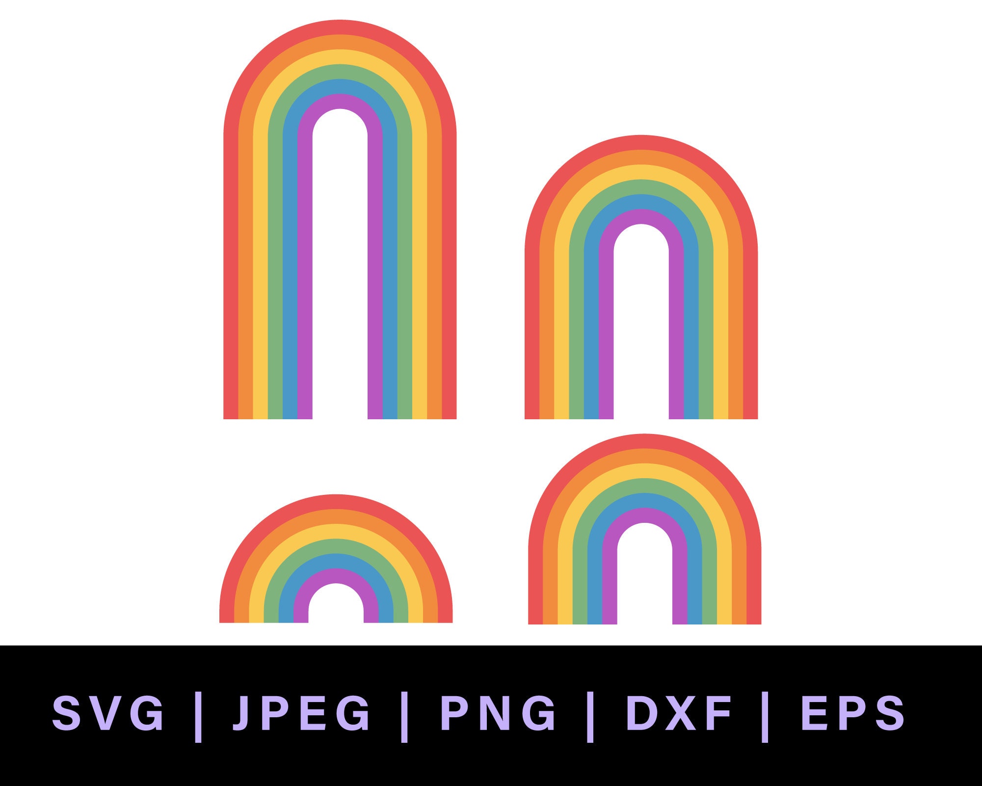 Retro Rainbow Svg, Layered Rainbow Svg Jpg for Rainbow Cake Topper ...