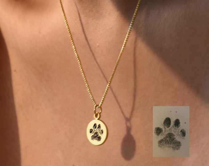 Paw Print Necklace • Pet Lover Gift • Your Actual Pet Paw Print ...