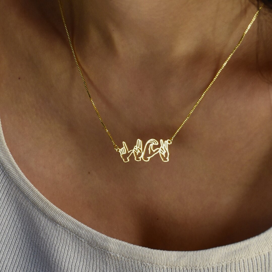Personalized Name Necklace in Sign Language • ASL Necklace Name ...