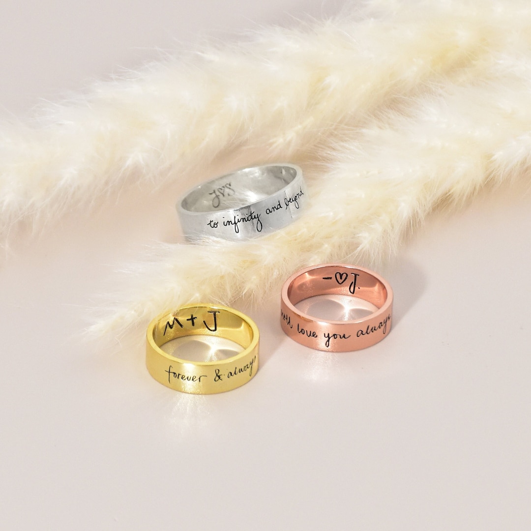 Inside Engraved Ring• Custom Word Ring • Actual Handwriting Ring ...
