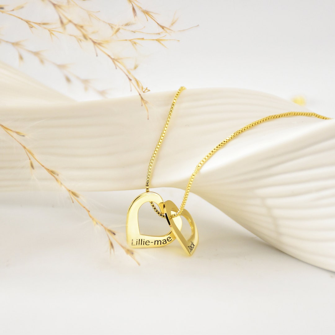 Custom Heart Necklace • Engrave Heart Pendant • Engraved Heart Family ...