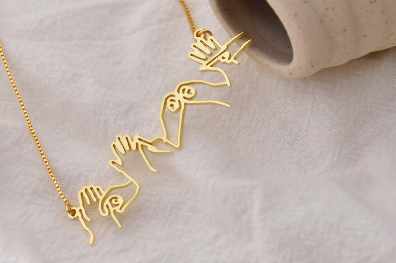 Personalized Name Necklace in Sign Language •BSL Necklace•bsl Necklace ...