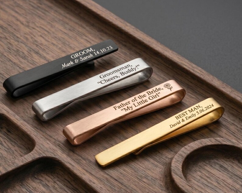 Personalized Gold Tie Bar•custom Initials •engraved Tie Clip for Him ...