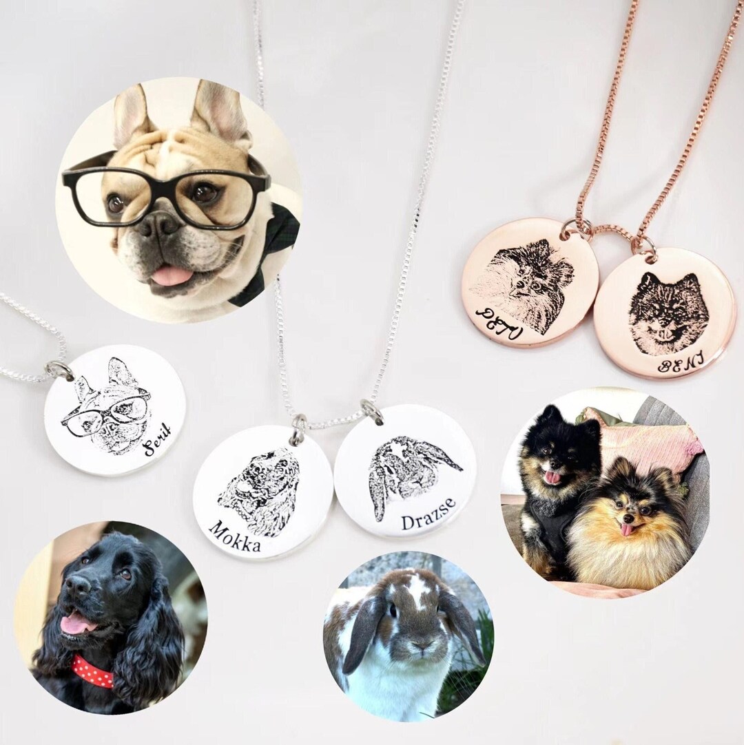 Pet Portrait Custom•engraved Dog Cat Photo Pet Memorial Gift ...