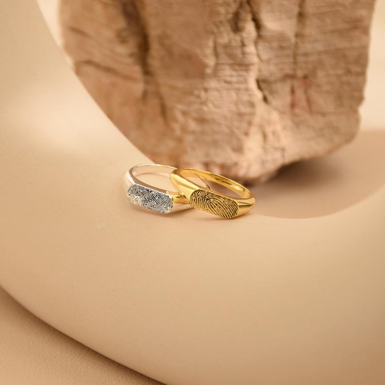 Fingerprint Signet Ring • Custom Actual Fingerprint Engraved Signet ...