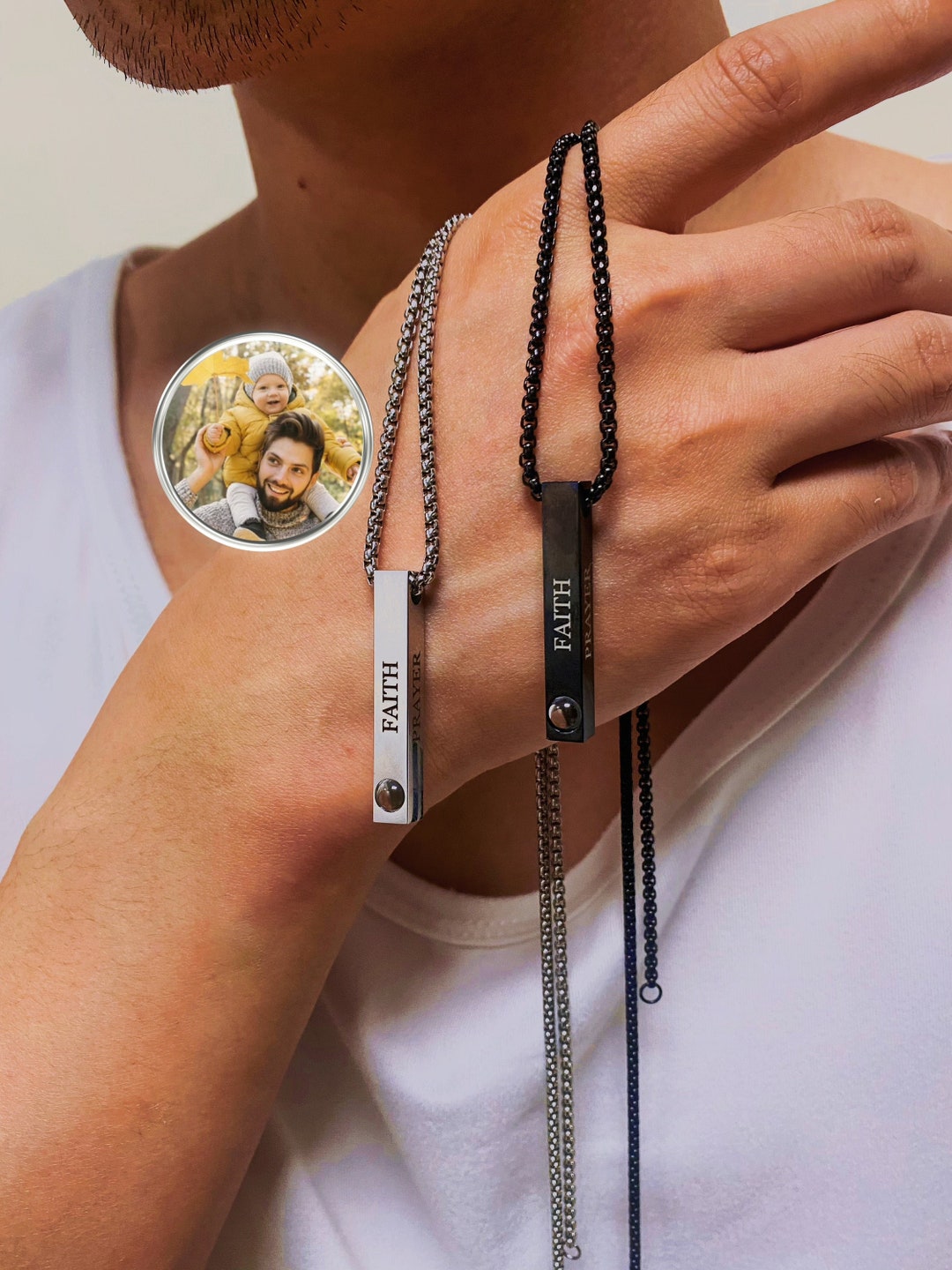 Projection Necklace Photo for Men • Family Necklace • Personalized ...