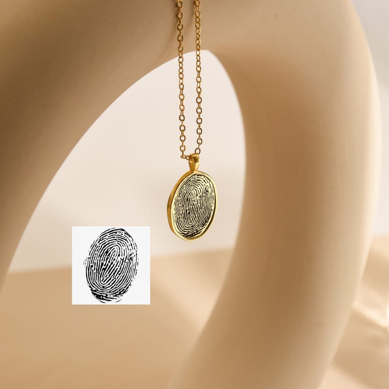 Personalised Actual Fingerprint Necklace • Custom Fingerprint Pendant ...