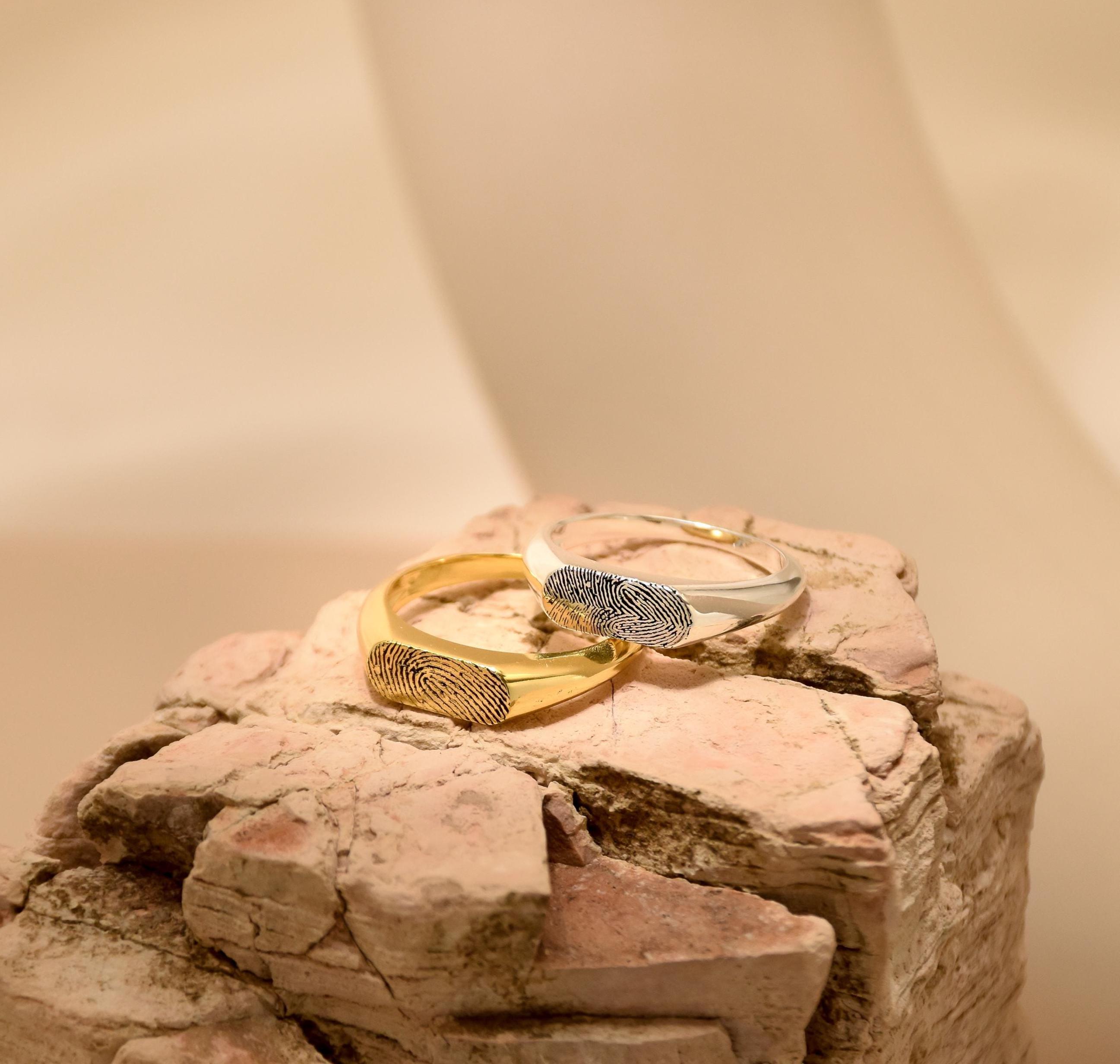 Fingerprint Signet Ring • Custom Actual Fingerprint Engraved Signet ...