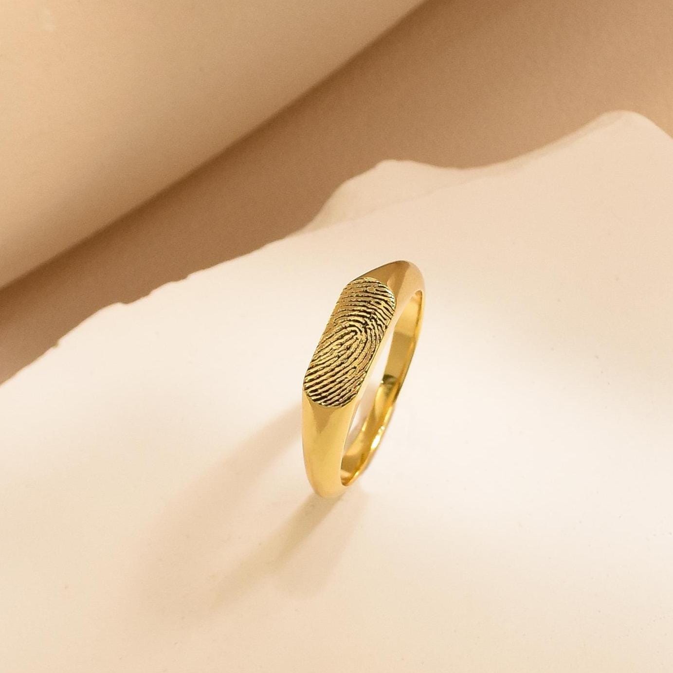 Fingerprint Signet Ring • Custom Actual Fingerprint Engraved Signet ...