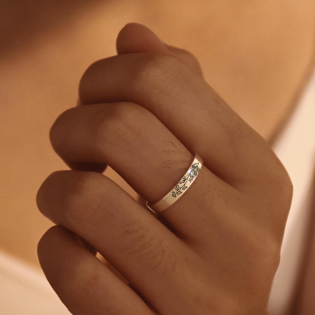 Custom Birth Month Flower Ring • Handmade Engraved Birthflower Ring ...