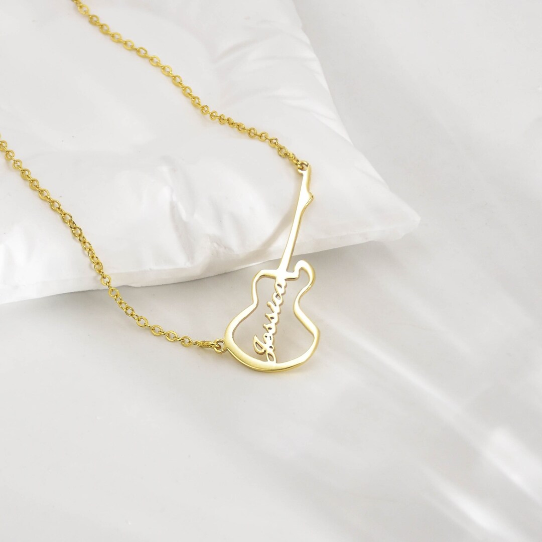 Custom Guitar Necklace •guitar Symbol Name Necklace•personalized Guitar ...