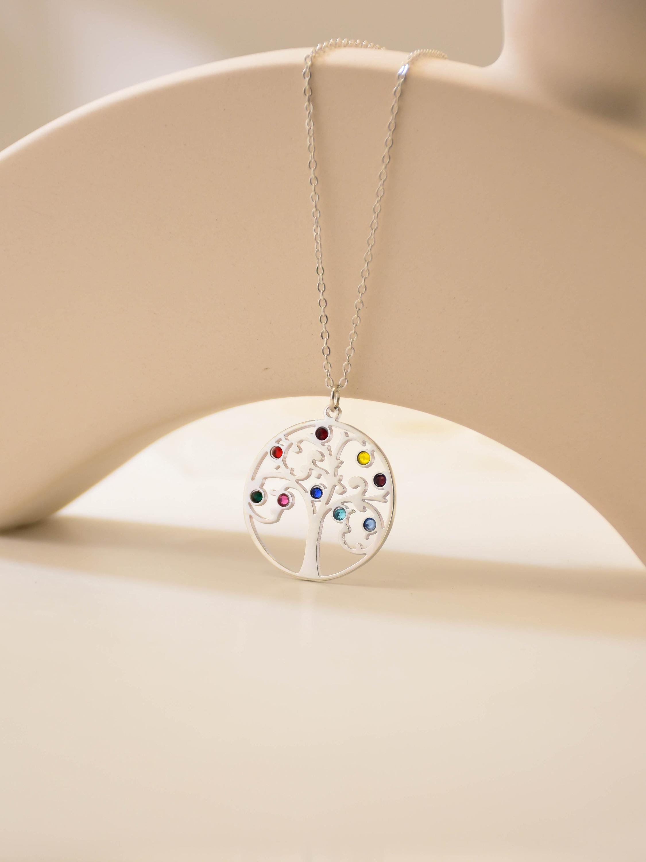 Family Tree Birthstone Gift • Tree of Life Necklace • Birthstone Tree ...