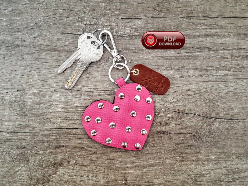 PDF Leather Bag Charms Pattern, 4 Leather Keychain Template, Skull ...