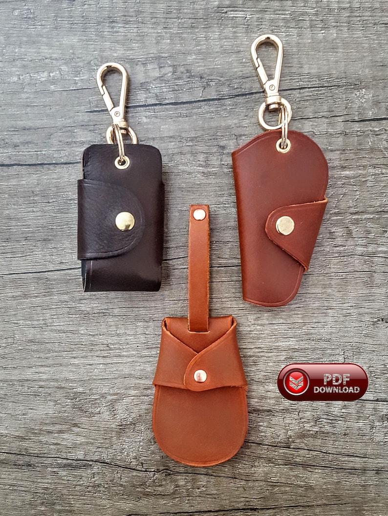 Leather Key Fob, Keychain Patterns, 3 Different PDF Key Bag Template ...