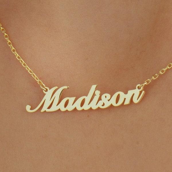 Solid Gold Name Necklace Etsy Uk