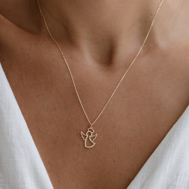 Sterling Silver Guardian Angel Necklace, Religious Jewelry Gift - Etsy