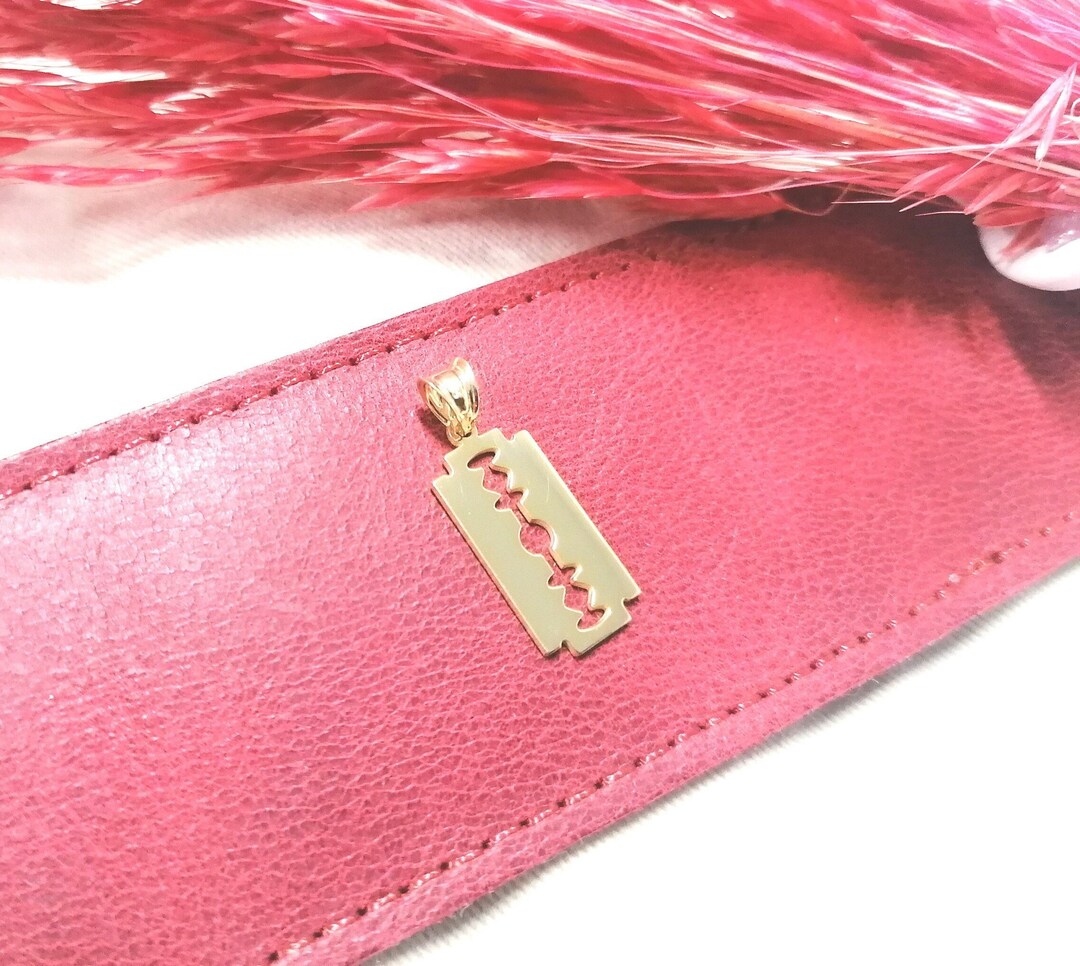 14k Solid Gold Razor Charm Pendant Without Chain, Dainty Christmas ...