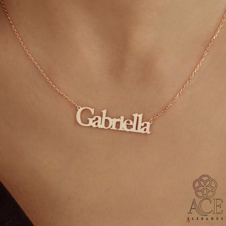 8k 14k 18k Solid Gold Name Necklace Personalized Name Etsy