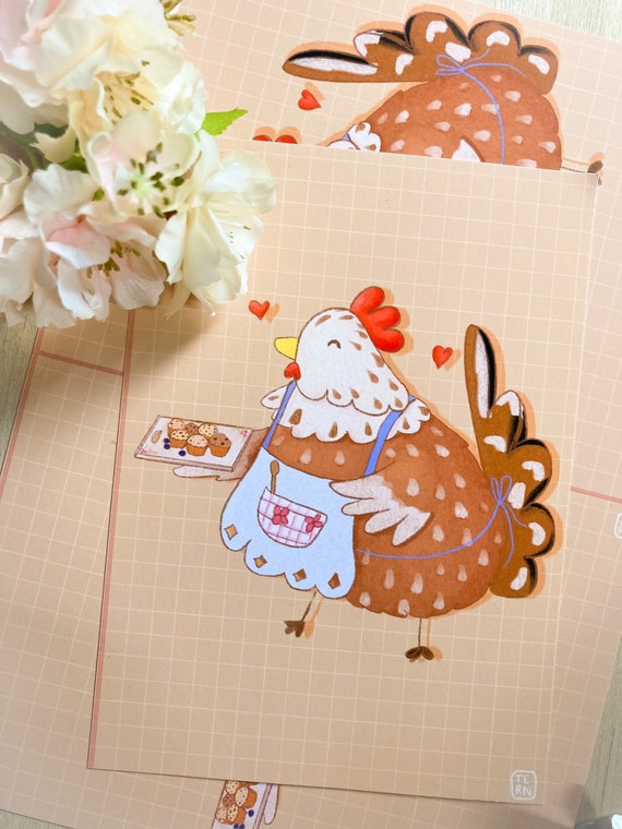 Cottagecore Chicken A4 A5 A6 Sizes Bakery Art Print Digital - Etsy Finland