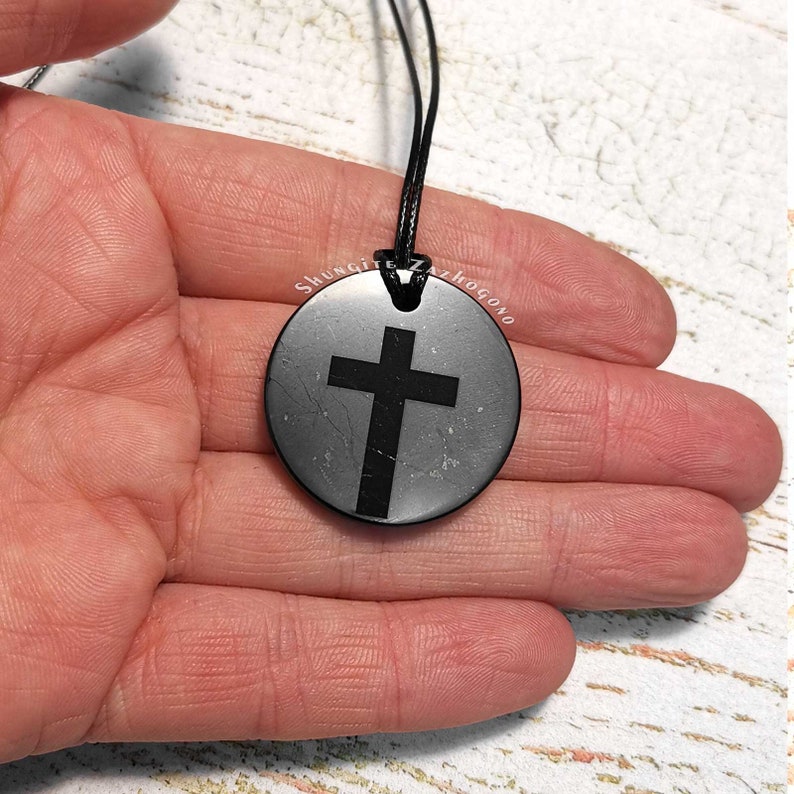 Cross Pendant - Made of Authentic Shungite Stone - Rare Black Fullerene ...