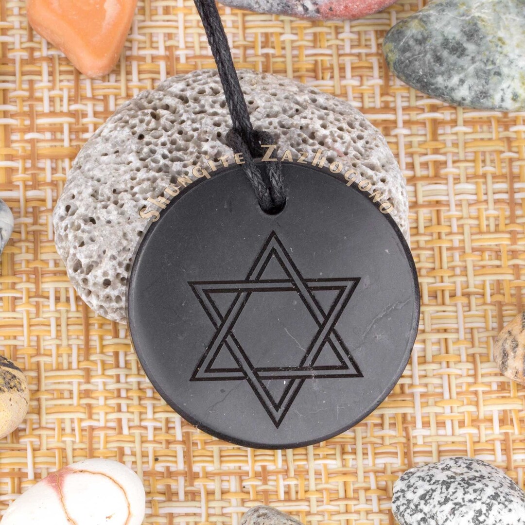 Shield of David - Necklace Made of Rare Stone Shungite - EMF Protection ...