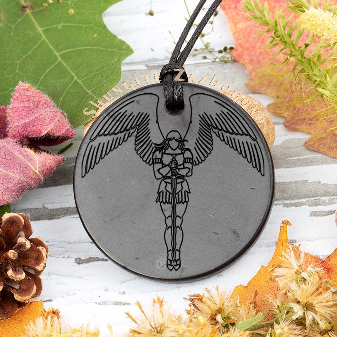 Archangel Amulet - Protection Rare Natural Stonr C60 Shungite ...
