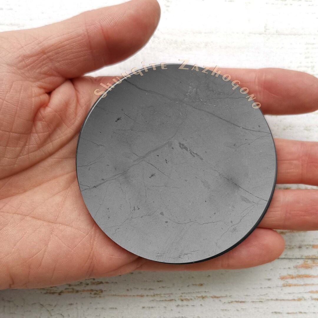 Big Shungite Disk 2.8 Inches | Shungite Plate Big Size EMF Protection Made of Authentic Shungite ...