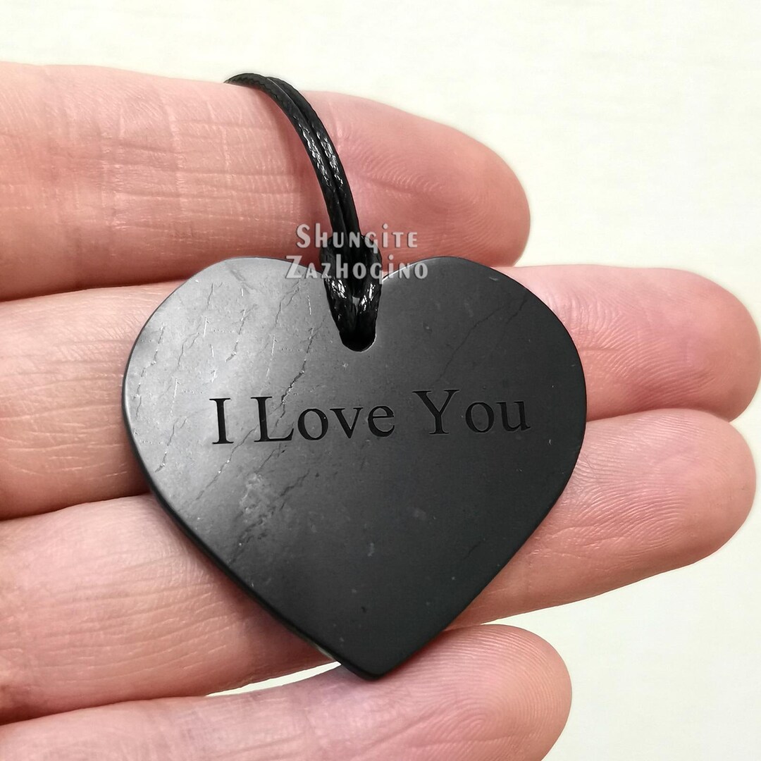 Heart Necklace - I Love You - Made of Shungite | Pendant Heart ...