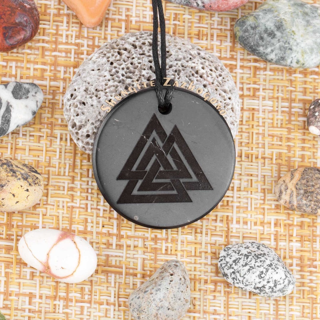Shungite Pendant – Norse Protection Amulet in Rare Natural Stone for ...