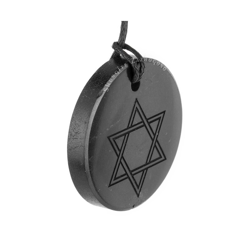 Shield of David - Necklace Made of Rare Stone Shungite - EMF Protection ...